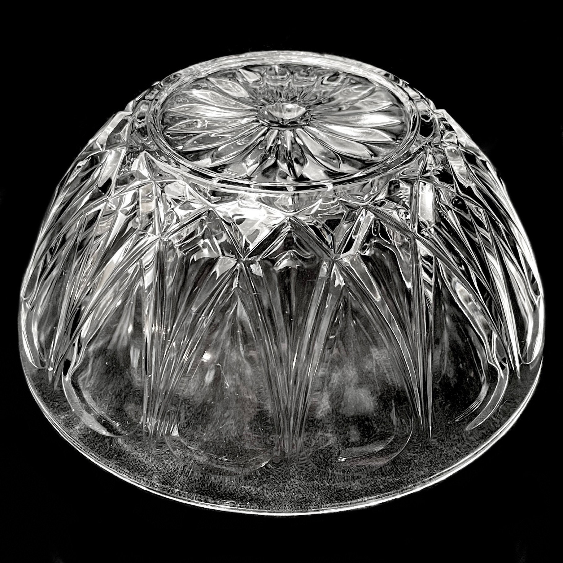 Vintage 1970s Reims France Cut Crystal Serving Bowl Diamond Arches MCM ...