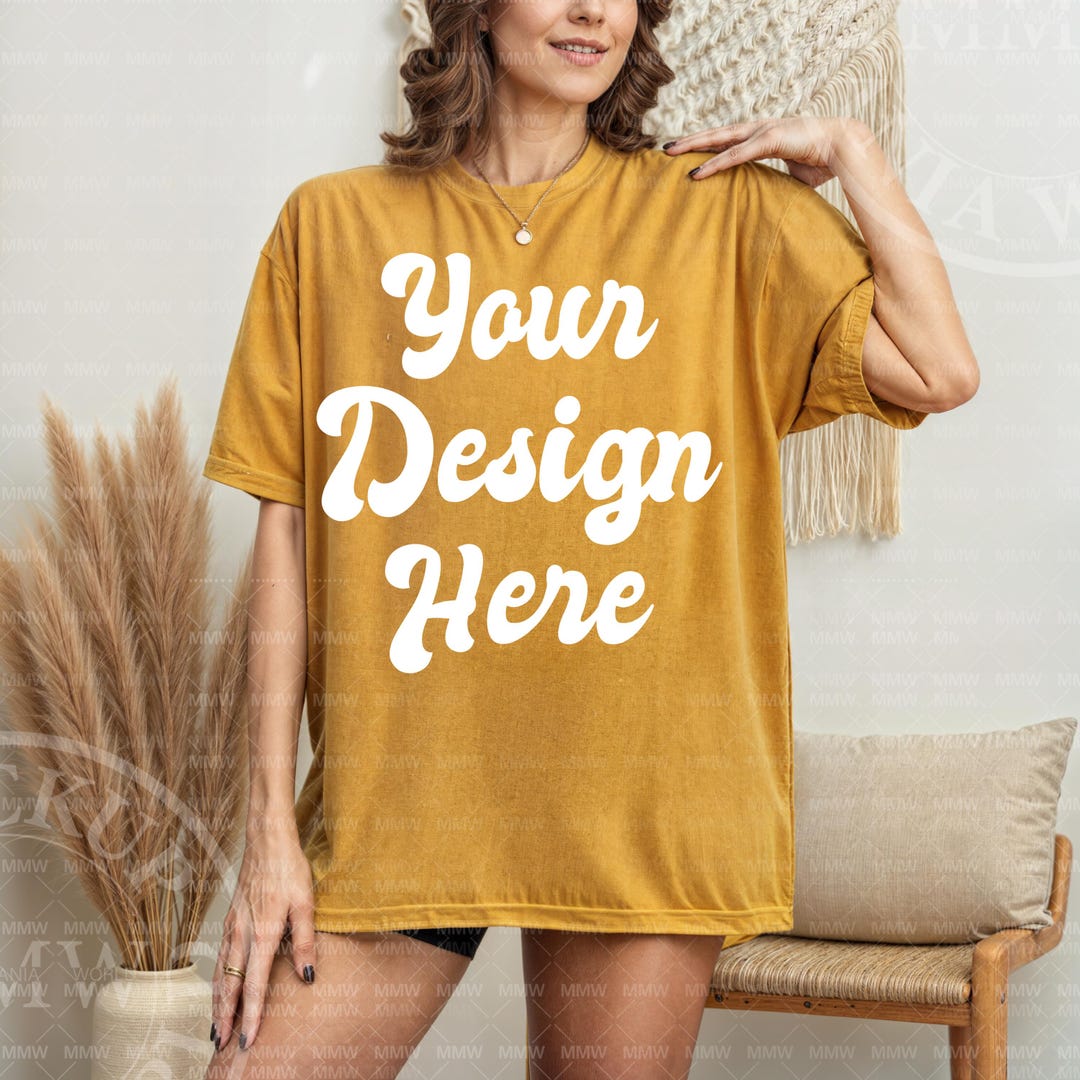 Comfort Colors 1717 Mustard Mockup: Female Model (digital Download) - Etsy