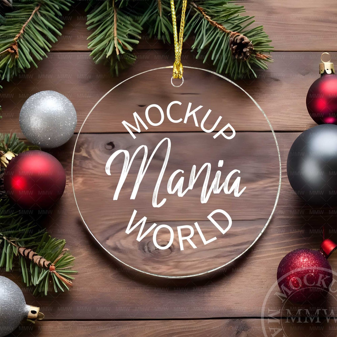 Acrylic Ornament Mockup Set Blank Round Ornaments for Tree and Canva ...