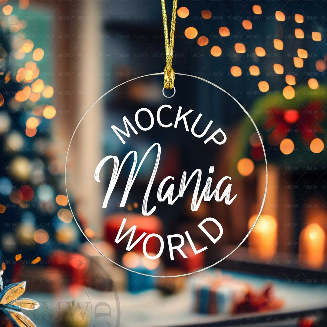 Christmas Acrylic Ornament Mockup Set Blank Round Ornaments for Tree ...