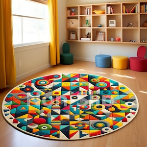Figurative Rug, Circle Shape Rug, Cozy Rug, Geometric Rug, Modern Rug ...