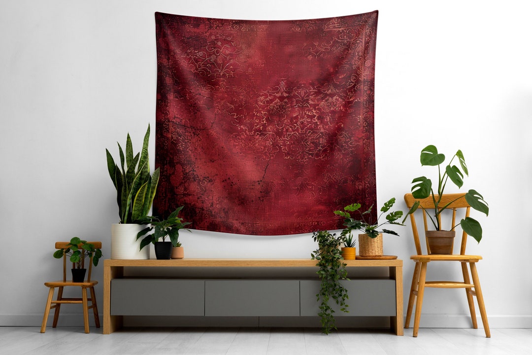 Red Wall Tapestry, Office Wall Decor, Wall Tapestry, Designer Wall ...