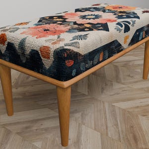 Botanical Bench, Housewarming Bench, Yoga Bench, Bedroom Pouf, Make up ...