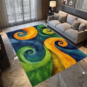 Modern Art Rug, Bright Color Rug, Rug for Corridor, Non Slip Rug ...