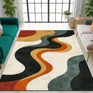 Premium Art Rug, Textile Design Rug, Shape Abstract Rug, Diningroom Rug ...