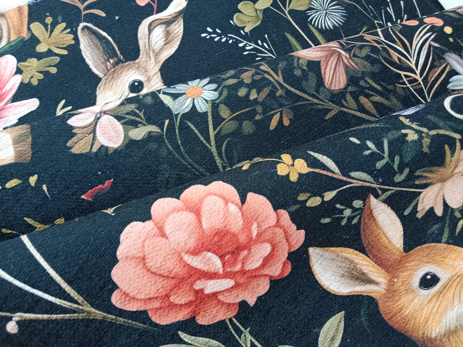 Nature Inspired Rabbit Rug, Patterned Rug, Bunny and Bloom Rug, Non ...