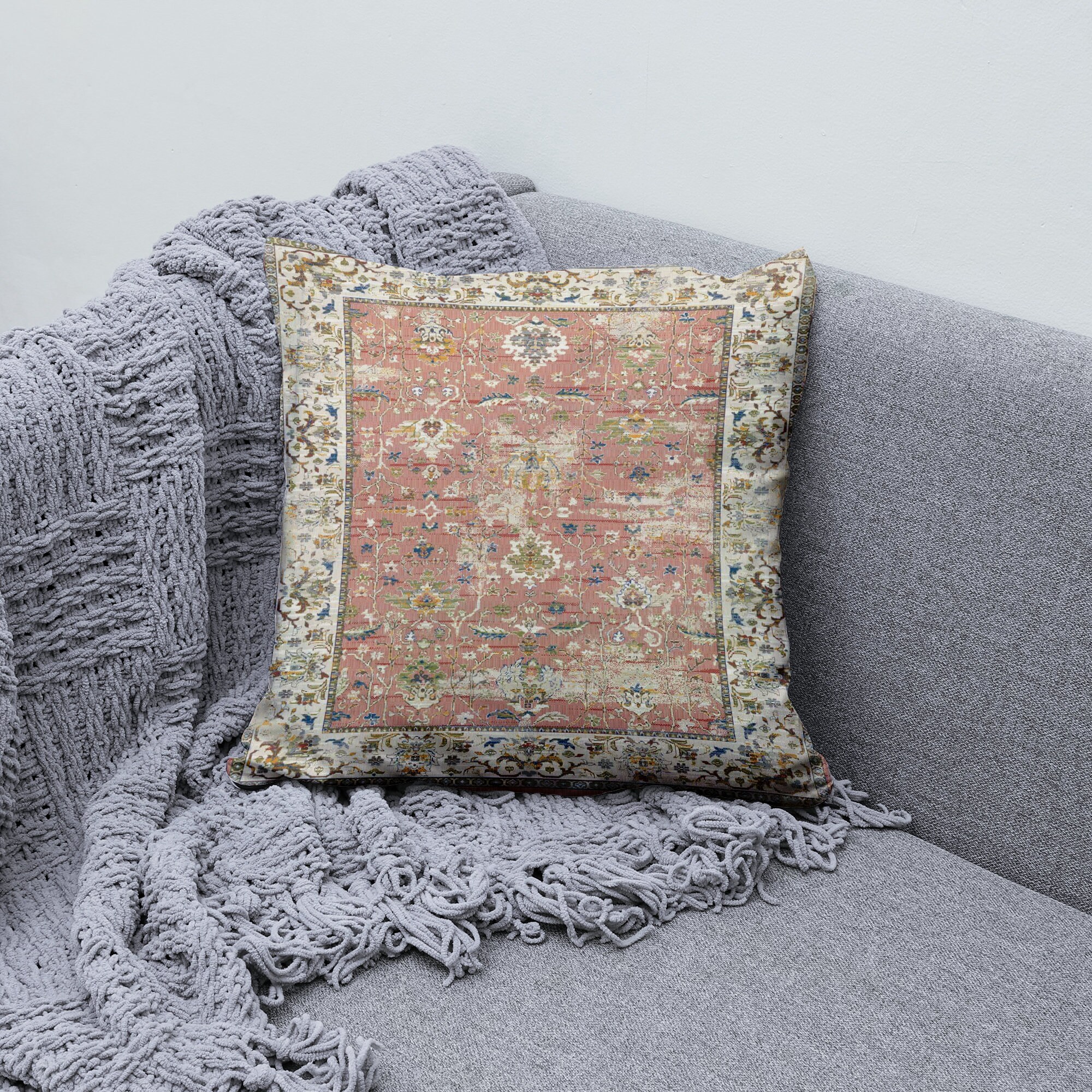 Blush Pink Pillow, Earth Tone Pillow, Handmade Pillow, Kilim Pattern ...