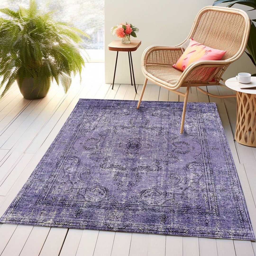 Purple Rug, Patio Floor Rug, Non Slip Rug, Corridor Runner, Washable ...