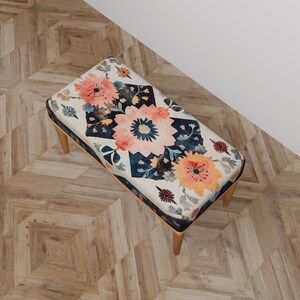 Botanical Bench, Housewarming Bench, Yoga Bench, Bedroom Pouf, Make up ...