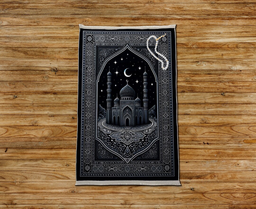 Muslim Mat Rug, Meditation Rug, Personalized Gift, Black Prayer Mat ...