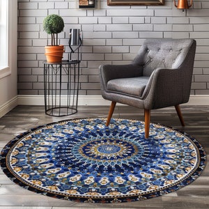 Topkapi Palace Theme, Blue Circle Rug, Round Oversize Rug, Dining Table ...