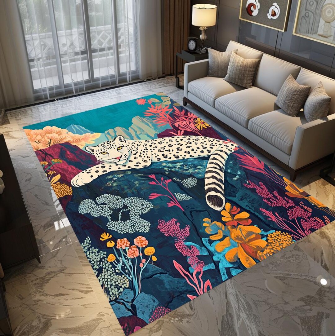 Leopard Print Rug, Playroom Rug, Nature Printed Rug, Animal Print Rug ...