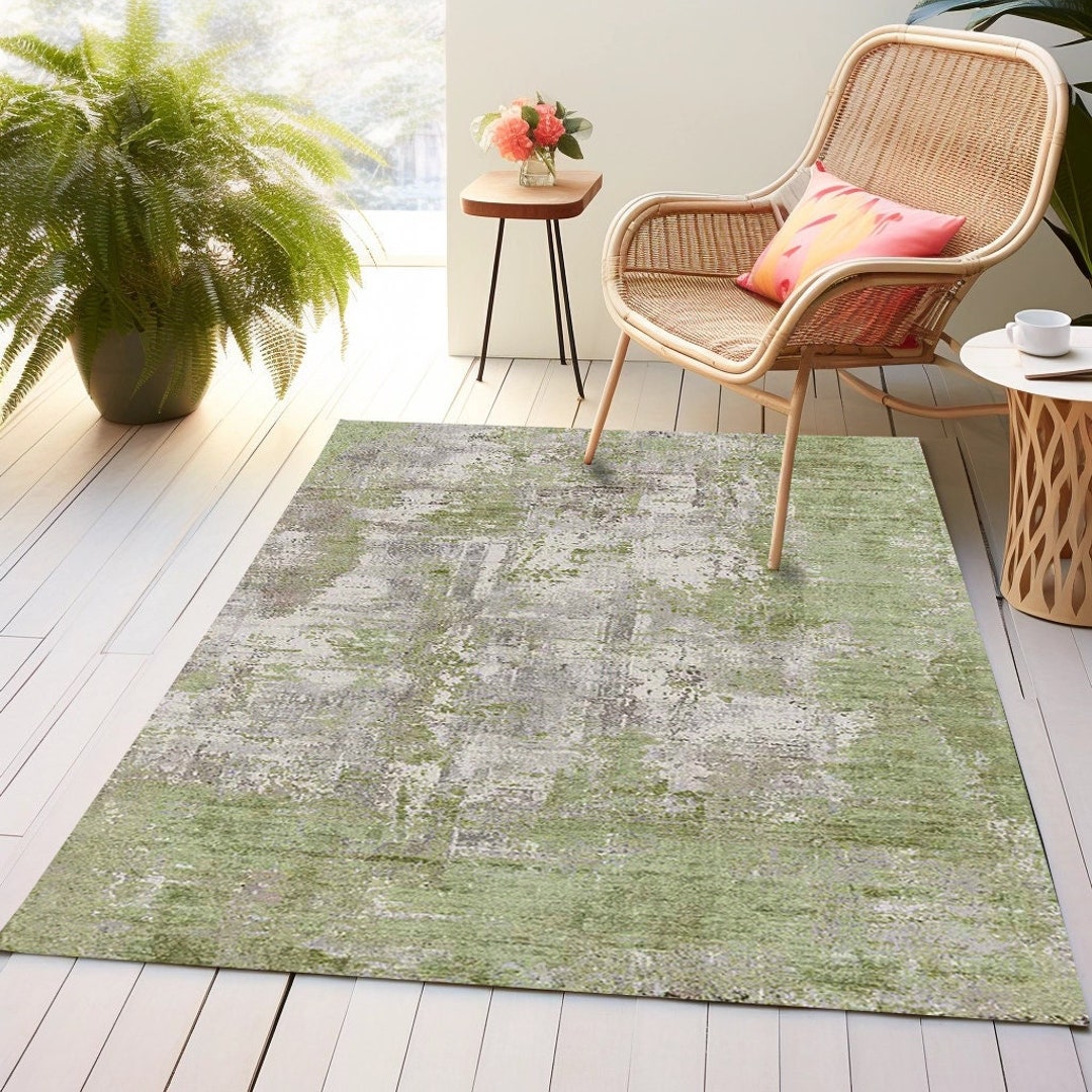 Green Turkish Rug, Oushak Area Rug, Bohemian Rug, Living Room Rug ...
