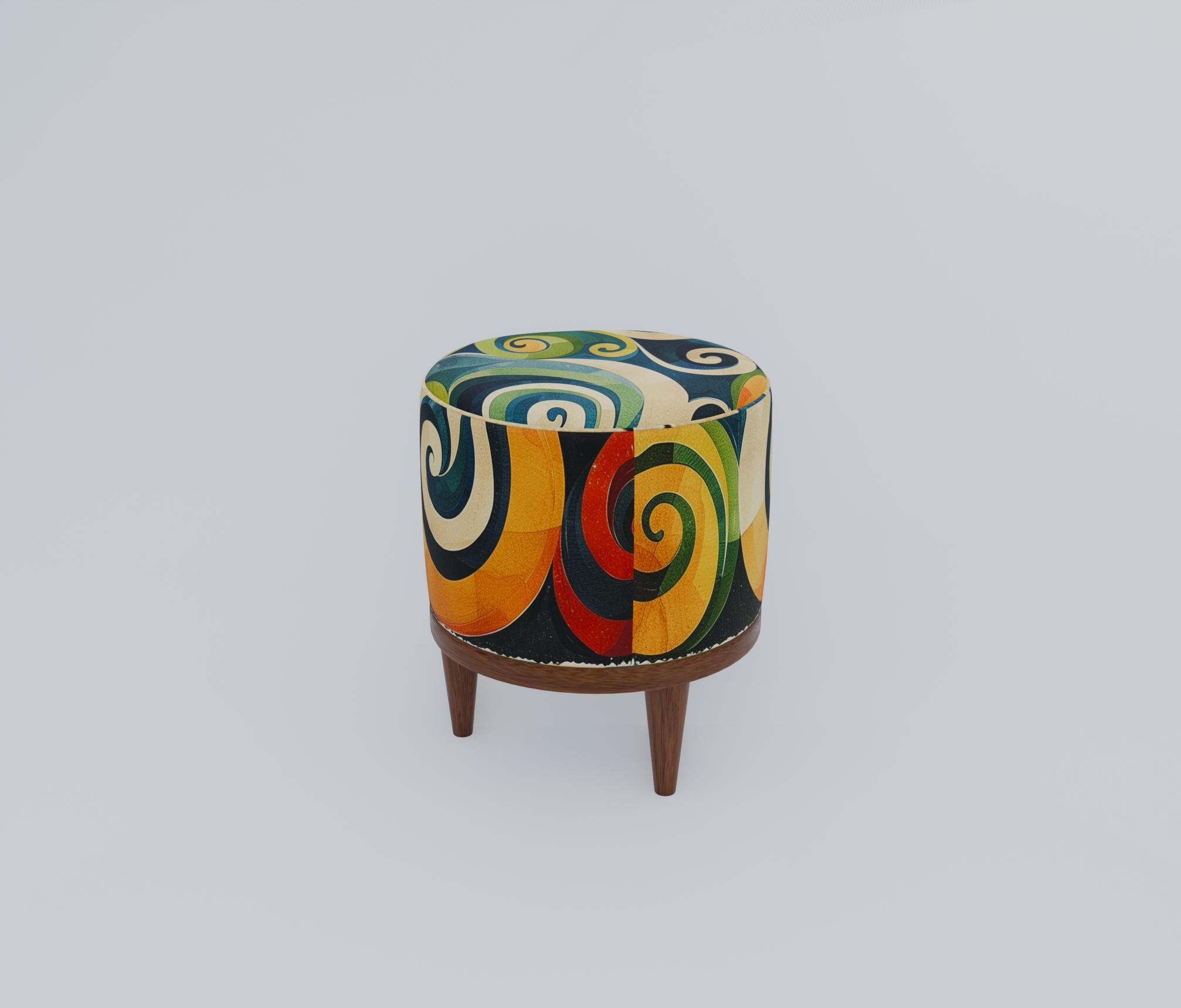 Colorful Modern Decor Round Pouf, Elegance Pouf, Entryway Decoration ...