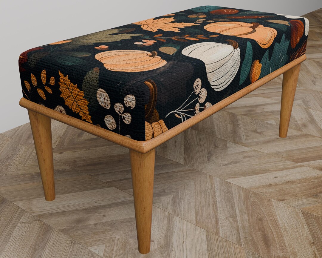 Pumpkin Print Bench, Ottoman Gothic Bench, Hallowen Bench, Bench for ...