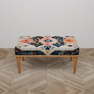 Botanical Bench, Housewarming Bench, Yoga Bench, Bedroom Pouf, Make up ...