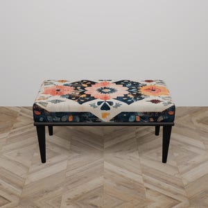 Botanical Bench, Housewarming Bench, Yoga Bench, Bedroom Pouf, Make up ...