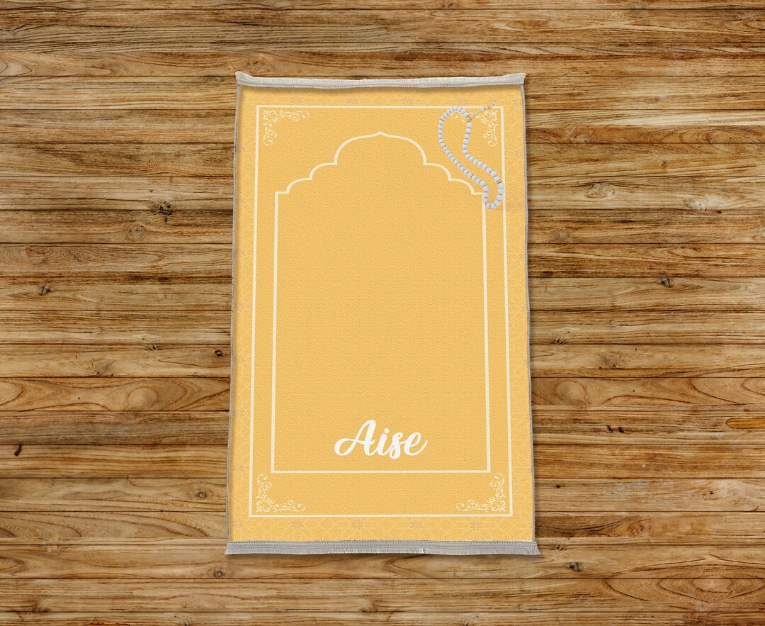 Personalized Rug, Yellow Prayer Mat, Muslim Mat, Sajadah Rug, Washable ...