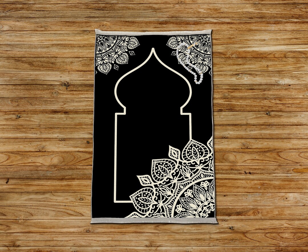 Fringed Prayer Mat, White Prayer, Luxury Gift, Prayer for Muslim, Print ...