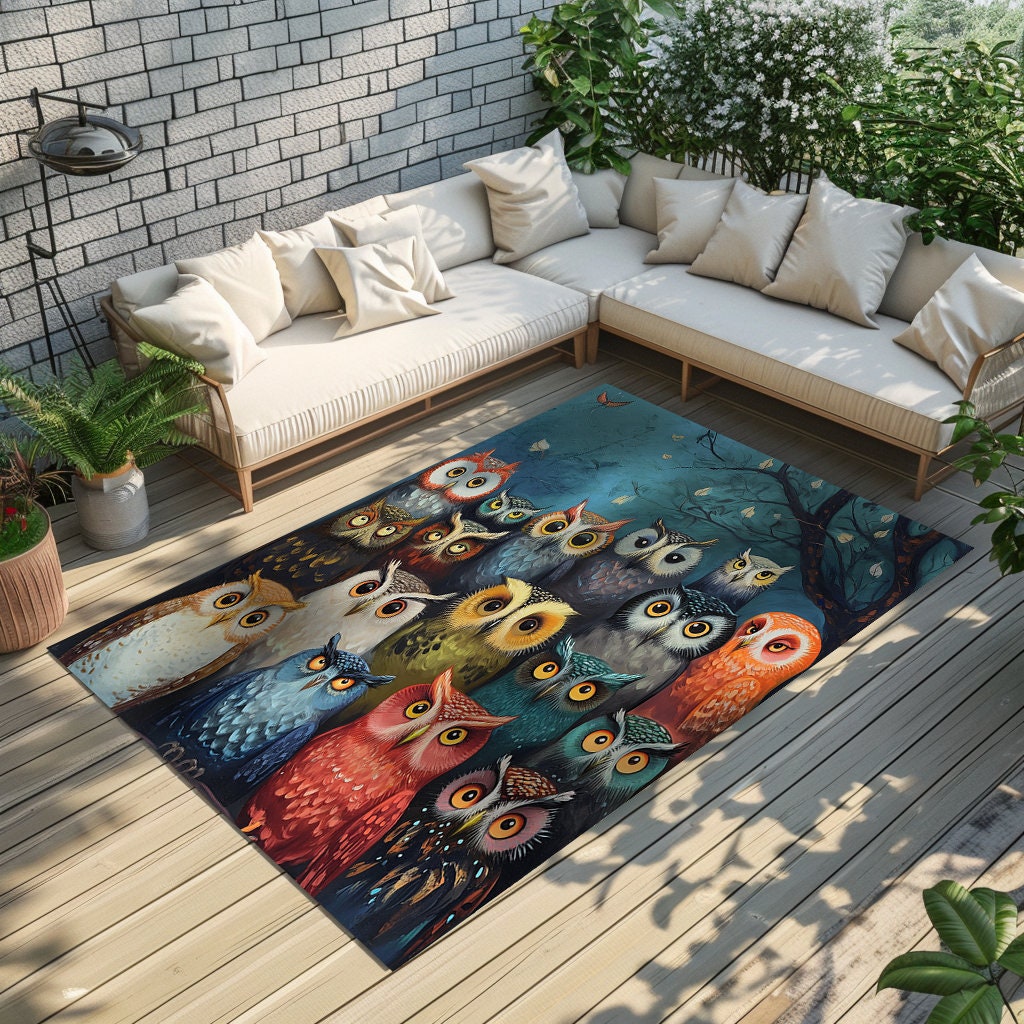 Machine Washable Rug, Beautiful Owl Printed Rugs, Numerous Owl ...