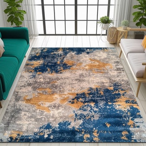 Navy Blue Rug, Corridor Chic Runner, Modern Cotton Rug, Diningroom Rug ...