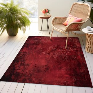 Red Showy Rug, Bedroom Large Rug, Corridor Red Runner, Washable Rug ...