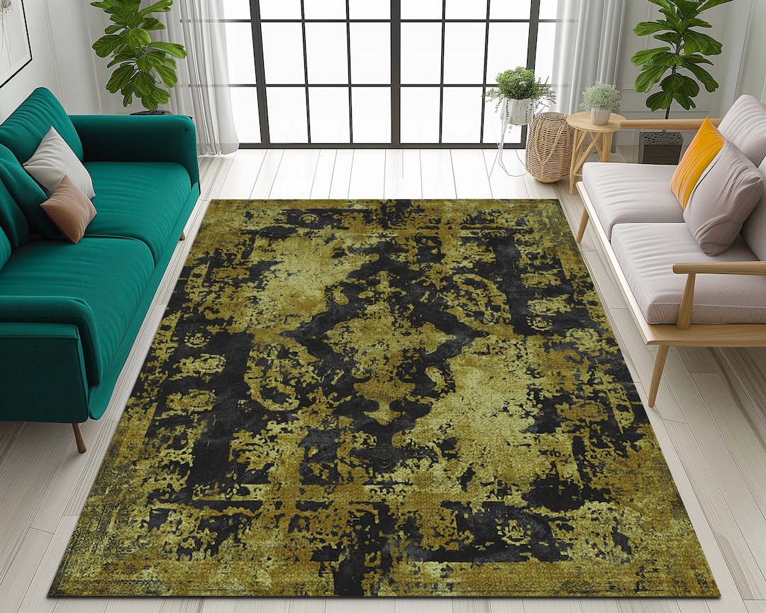 Bohemian Rug, Green Themed Rug, Dining Room Rug, Designer Rug, Washable ...