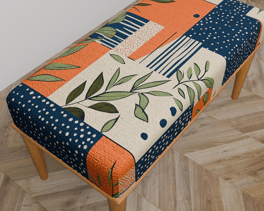 Olive Branch Pattern Bench, Modern Decoration, Comfortable Seat, Bench ...