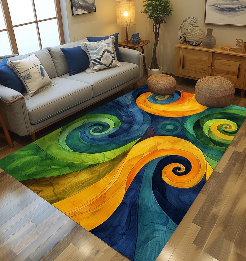 Modern Art Rug, Bright Color Rug, Rug for Corridor, Non Slip Rug ...