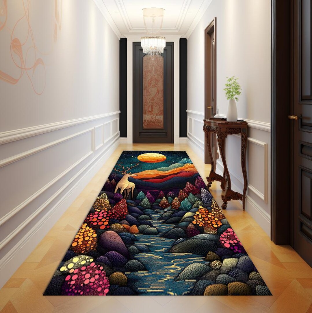 Artistic Deer Print Rug, Unique Rug, Area Rug, Bedroom Rug, Patio ...