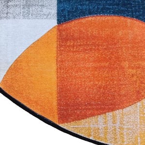 Round Rug, Orange Circle Rug, Geometric Non Slip Decor Rug, Circle ...