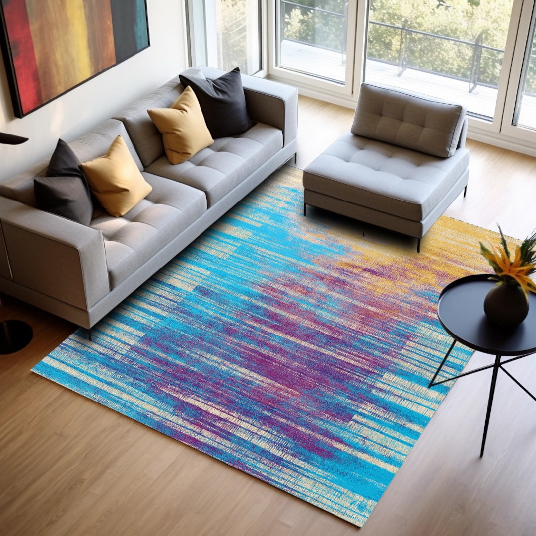 Blue Purple Rug, Turkish Area Rug, Oushak Floor Rug, Bohemian Rug ...