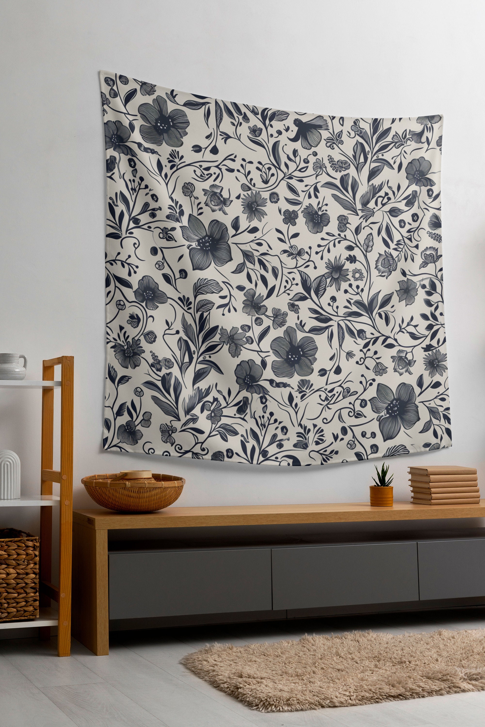 Contemporary Art, Gray Tapestry, Wall Decor, Luxury Wall Tapestry ...