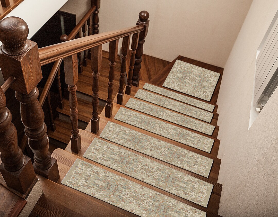 Wooden Chenille Rug, Rustic Stair Tread, Non Slip Runner, Staircase ...
