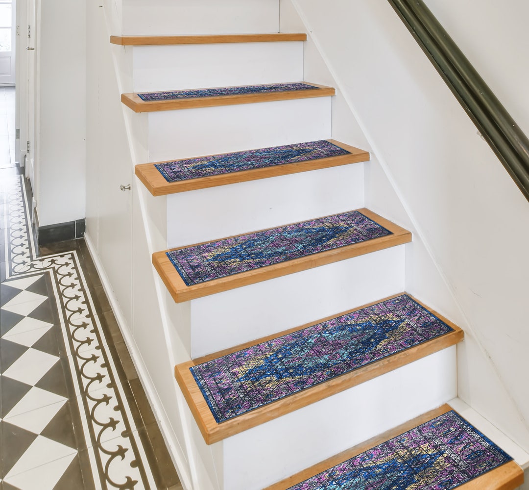 Wooden Step Rug, Landing Stair Rug, Bullnose Stair Tread, Washable Rug ...