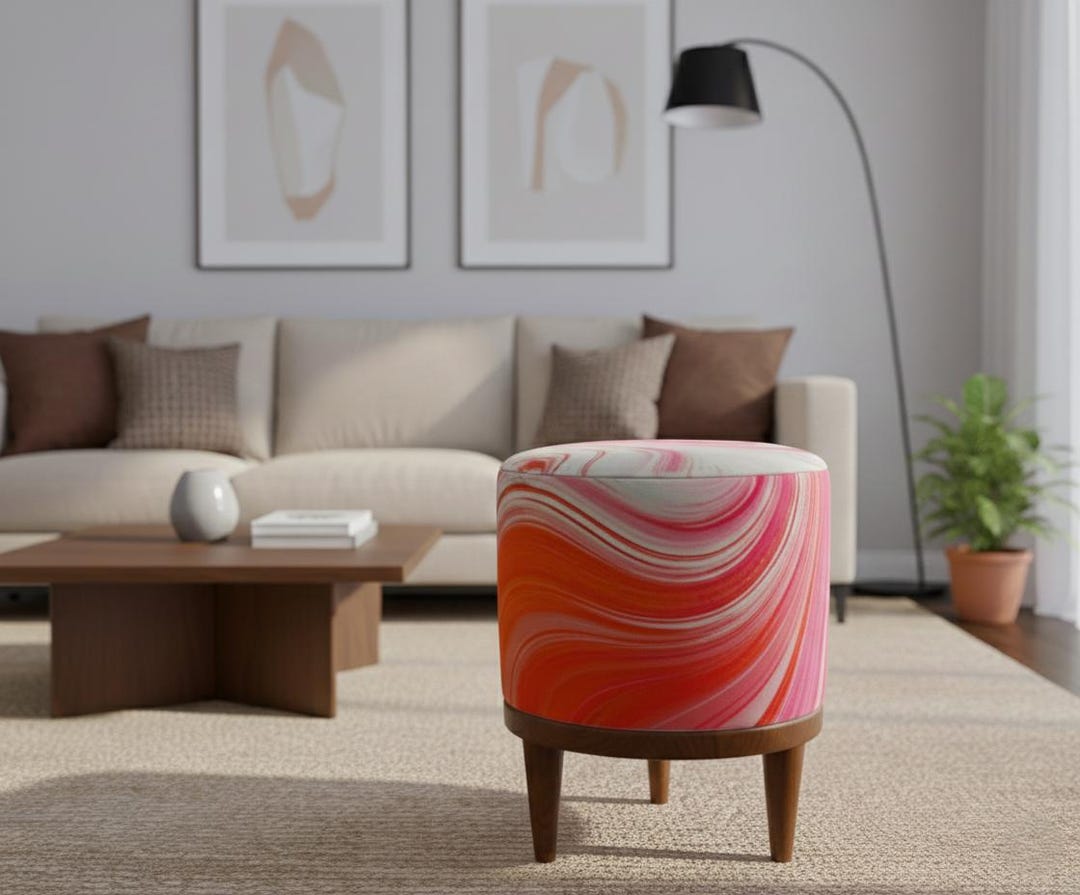 Blush Pink Footstool, Round Piano Bench, Ottoman Footrest, Hallway Shoe ...