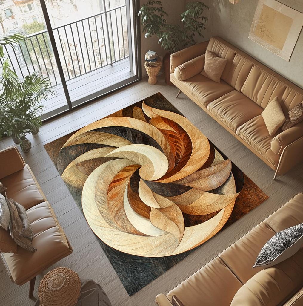 Leaf Pattern Area Rug, Contemporary Art Print, Rug for Corridor, Earth ...