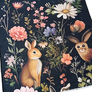 Nature Inspired Rabbit Rug, Patterned Rug, Bunny and Bloom Rug, Non ...