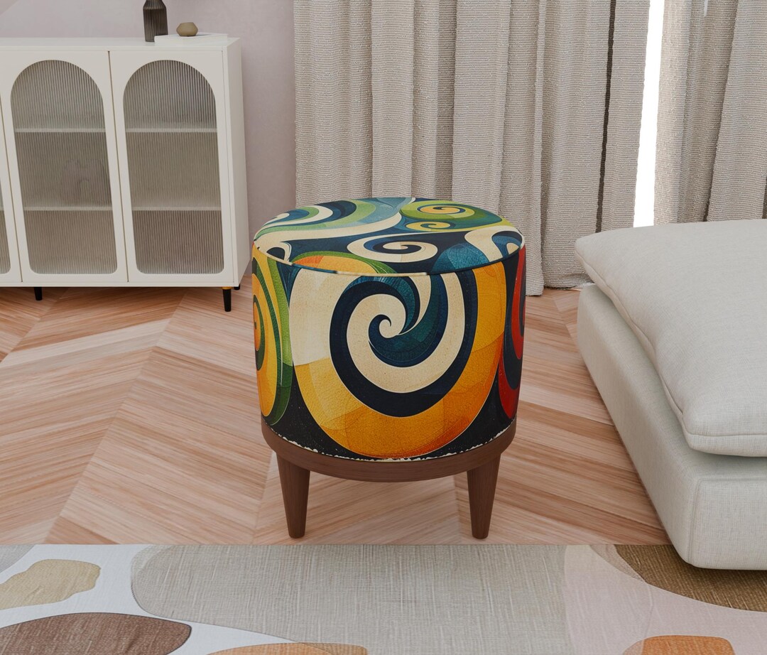Colorful Modern Decor Round Pouf, Elegance Pouf, Entryway Decoration ...