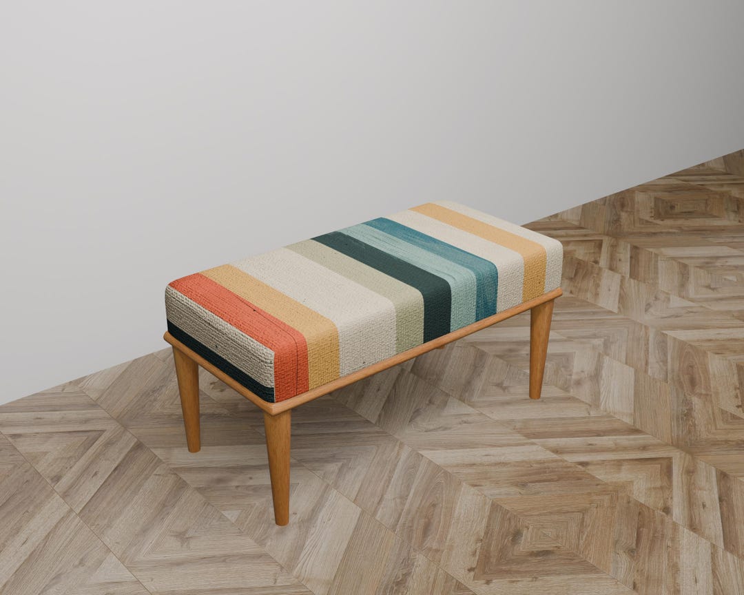 Kitchen Nook Bench, Striped Bench, Retro Bench, Hallway Bench, End of ...