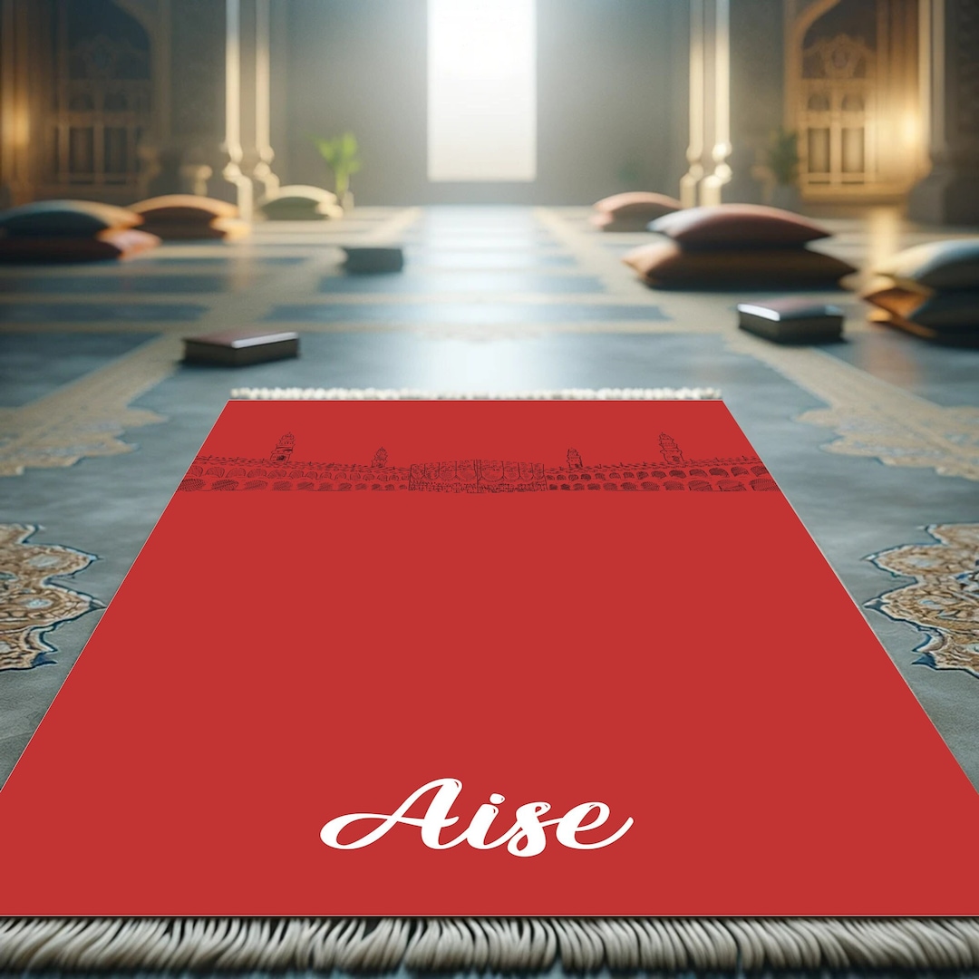 Red Prayer Mat, Quran Rug, Mihrab Rug, Salah Mat, Muslim Sajadah Rug ...