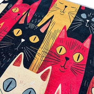 Fun Cat Print Rug, Cheerful Cat Print, Playful Cat Design, Non-slip Rug ...