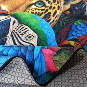 Parrot and Tiger Rug, Exotic Rug, Non-slip Rug, Tropical Rug, Vibrant ...
