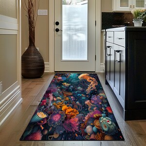 Underwater Animals Rug, Stylish Rug, Ocean Creatures Rug, Non-slip Rug ...
