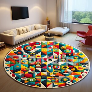 Figurative Rug, Circle Shape Rug, Cozy Rug, Geometric Rug, Modern Rug ...