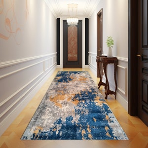 Navy Blue Rug, Corridor Chic Runner, Modern Cotton Rug, Diningroom Rug ...