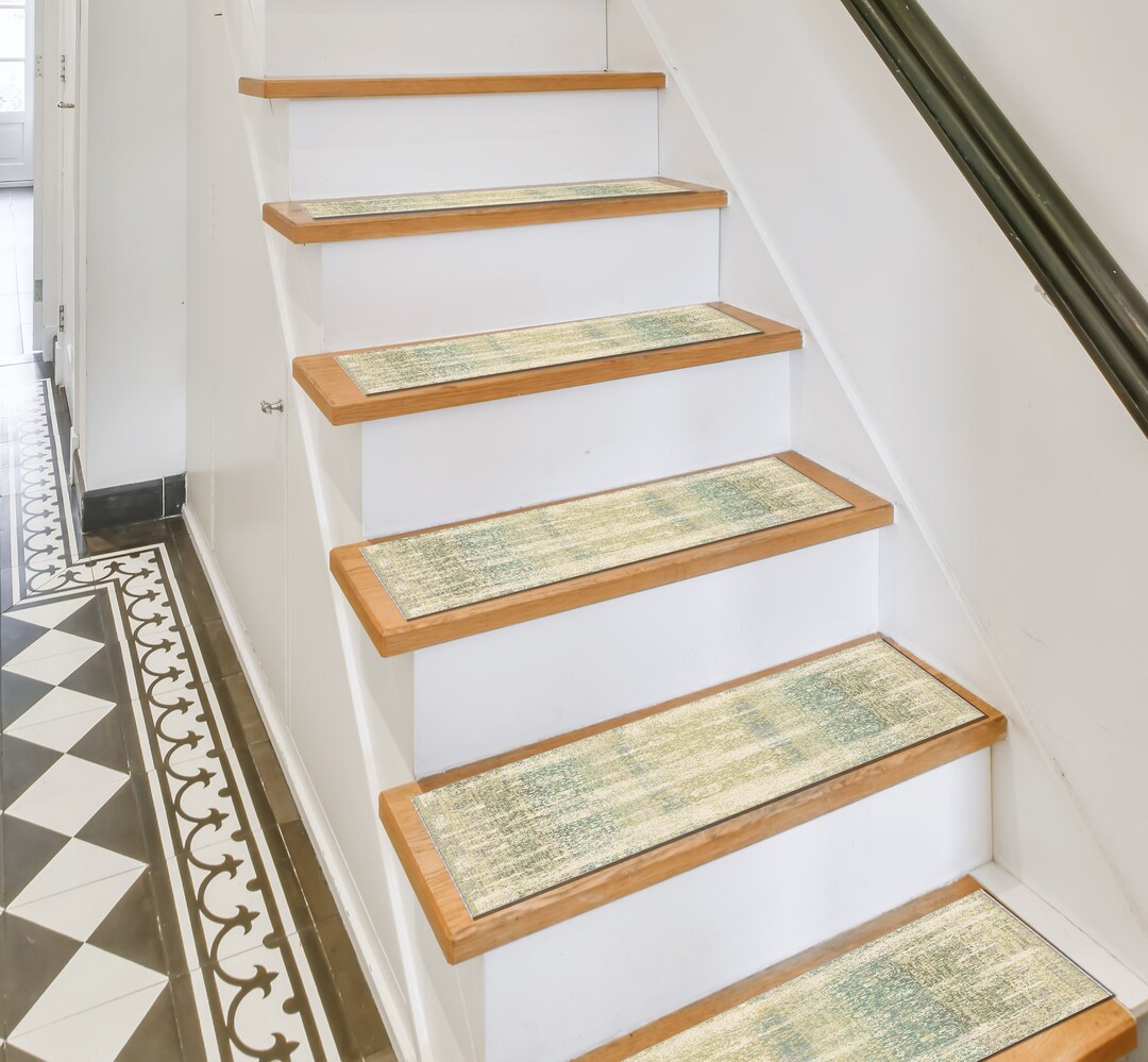 Green Boho Decor, Stair Tread Non Slip, Carpet Rug Runner, Landing ...