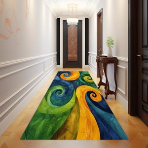 Modern Art Rug, Bright Color Rug, Rug for Corridor, Non Slip Rug ...