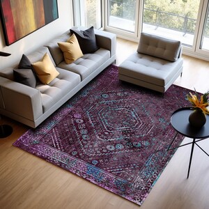Purple Rug, Traditional Rug, Distressed Rug, Ikat Rug, Farmhouse Rug ...