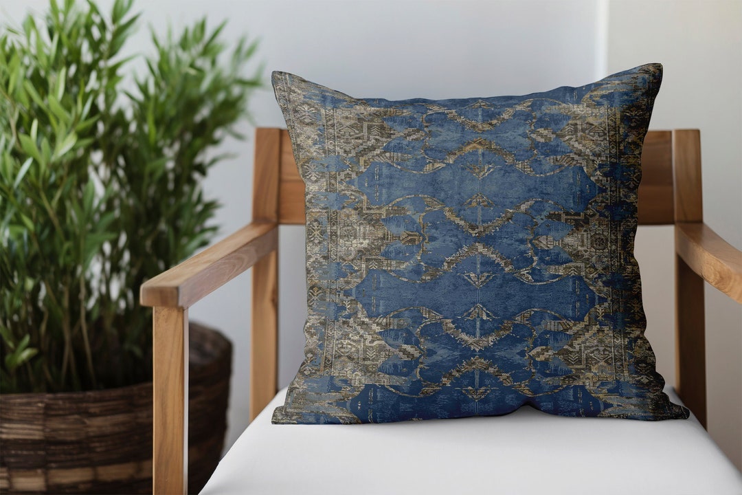 Blue Kilim Pillow, Handmade Pillow, Throw Pillow, Bohemian Pillow ...